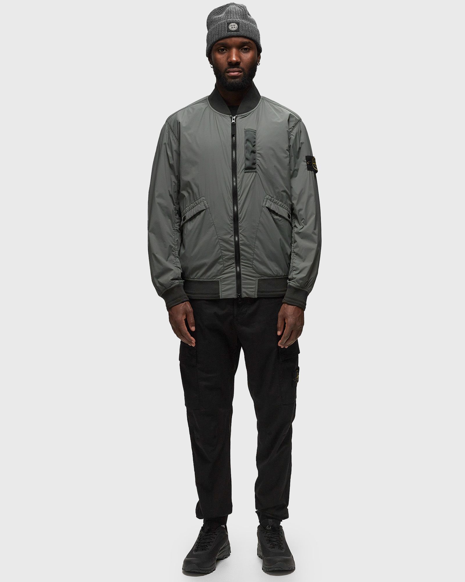 STONE ISLAND Stone Island Logo Patch Zip-Up Bomber Jacket